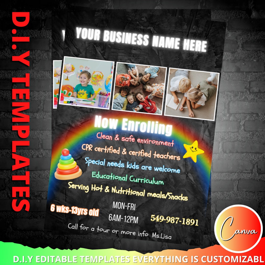 Child Care Flyer Template, Baby Sitting, Playtime Theme, Daycare Poster ...