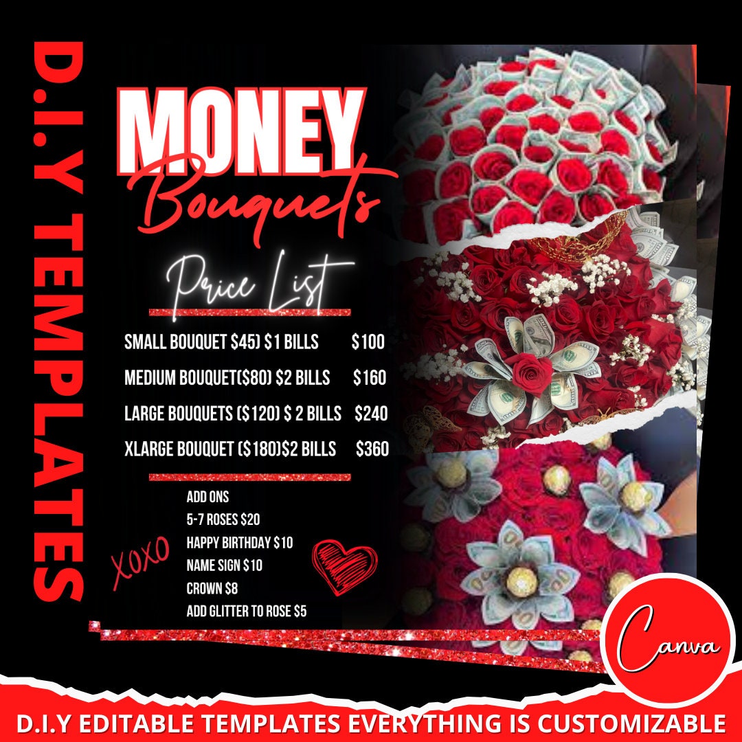 Money Bouquet Price List, DIY Flyer Template Design, Hair Pricing Flyer ...