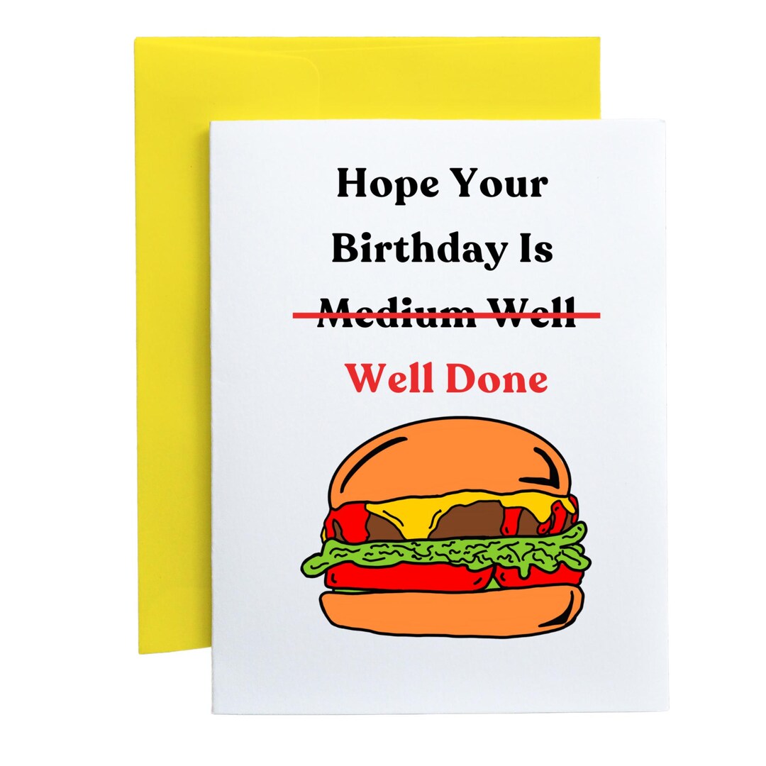 Well Done Cheeseburger Birthday Greeting Card - Etsy