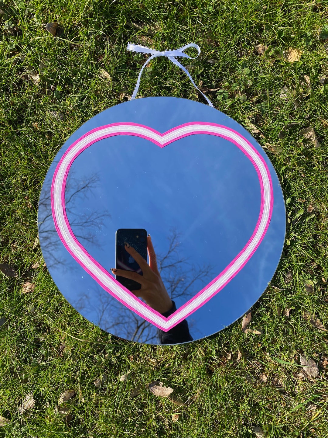 12 Hand Painted Heart Mirror - Etsy