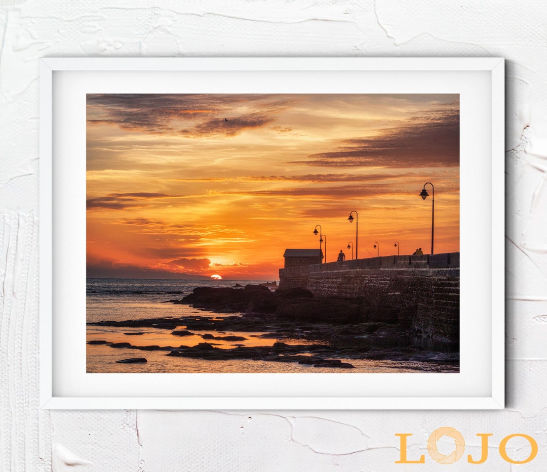 Sunset Canal Bridge Caleta Print, Landscape Photo, Cadiz, Caleta Beach ...