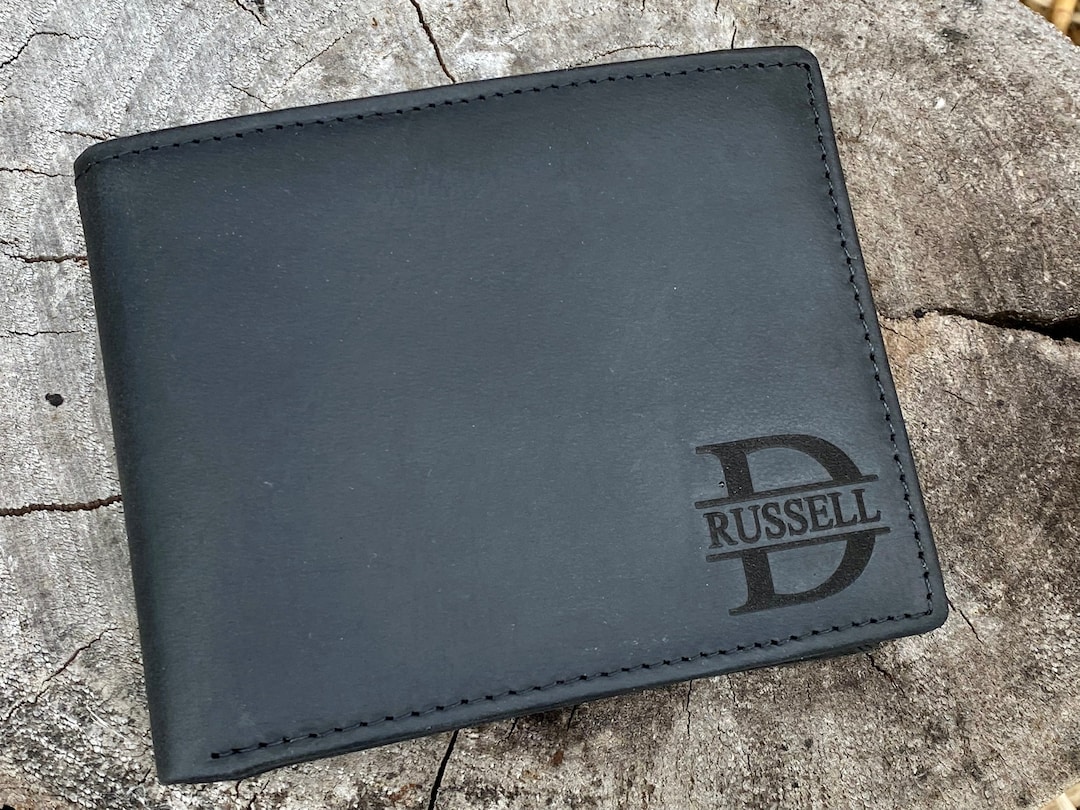 Personalized Leather Men Wallet, Custom Engraved Gift for Husband ...