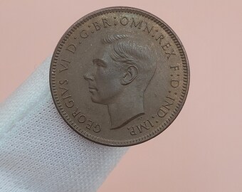 1937 Farthing Coin Featuring Wren From UK King George VI Great Britain ...