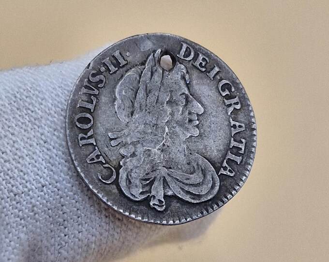 Genuine 1675 Charles II Silver Maundy Three Pence - Rare Coin in Fine ...