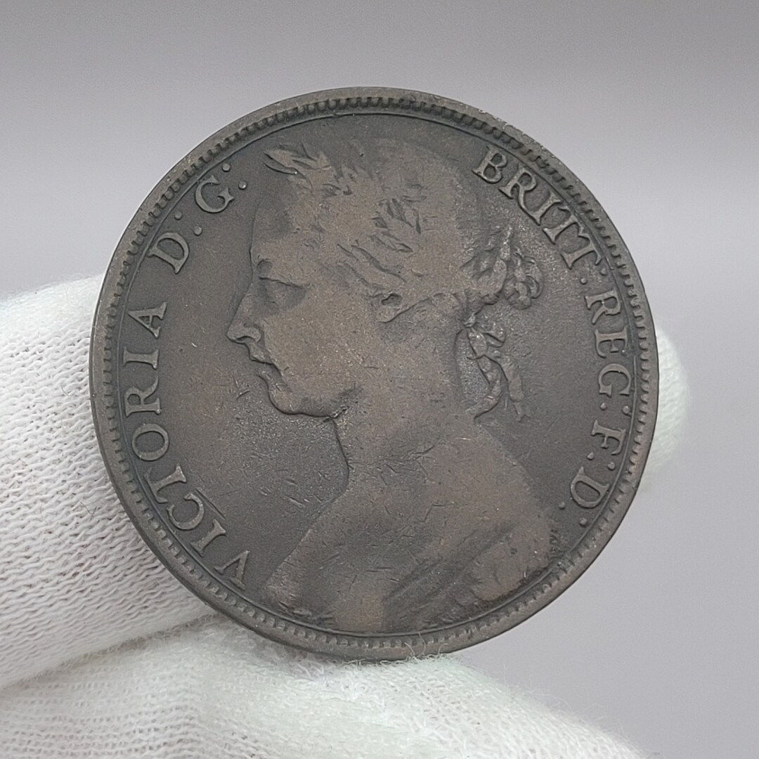 Genuine 1889 Victoria One Penny Coin Bun Head Portrait - Etsy