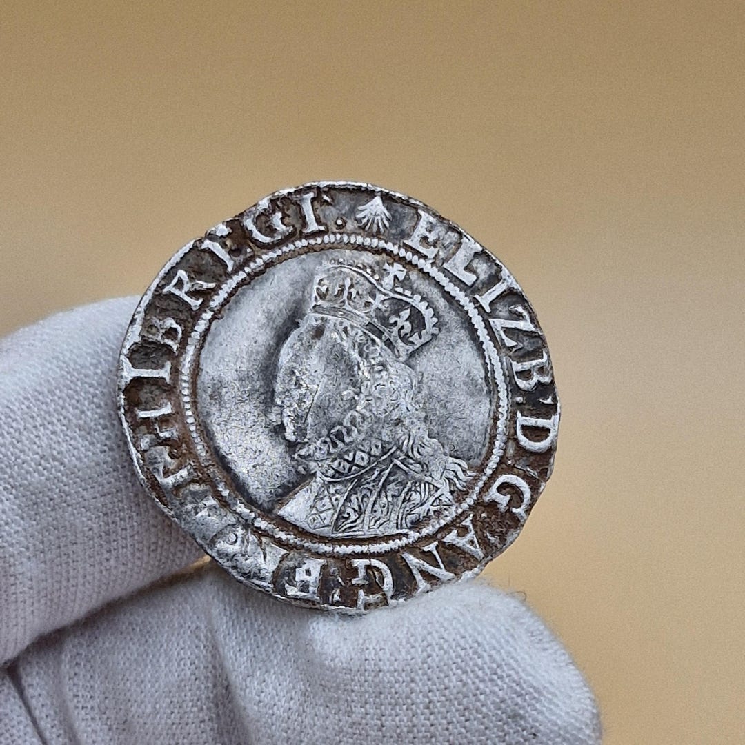 Genuine Elizabeth I Tudor Silver Shilling Mm Escallop 1584-86 Tower of ...