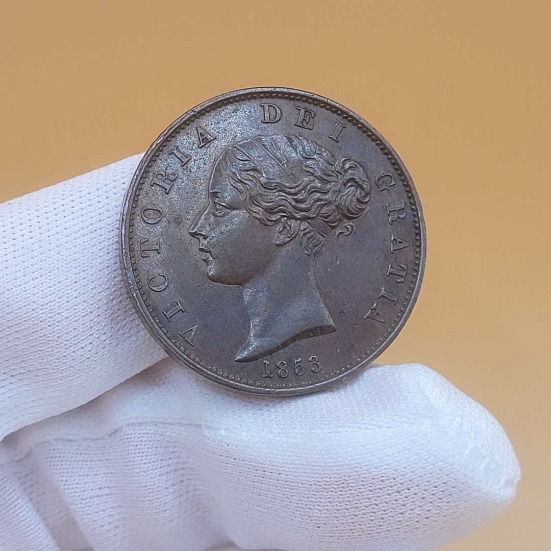 Genuine 1853 Queen Victoria Bun Head Half Penny - High Grade - Etsy