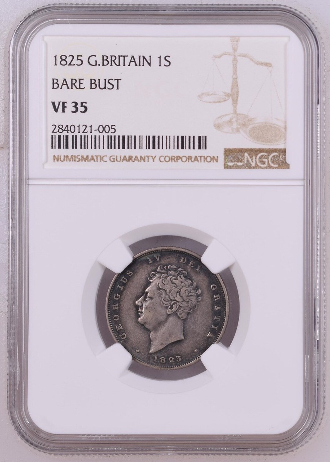 Genuine NGC Great Britain George IV 1825 Silver Shilling Bare Head Busy ...