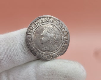 Genuine 1593 Elizabeth 1st Tudor Silver Sixpence Mm Tun Tower Mint ...