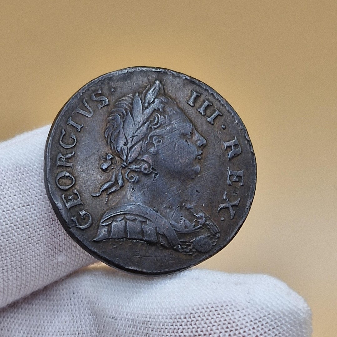 Genuine 1772 George III Copper Half Penny Colonial Early Milled Coin - Etsy