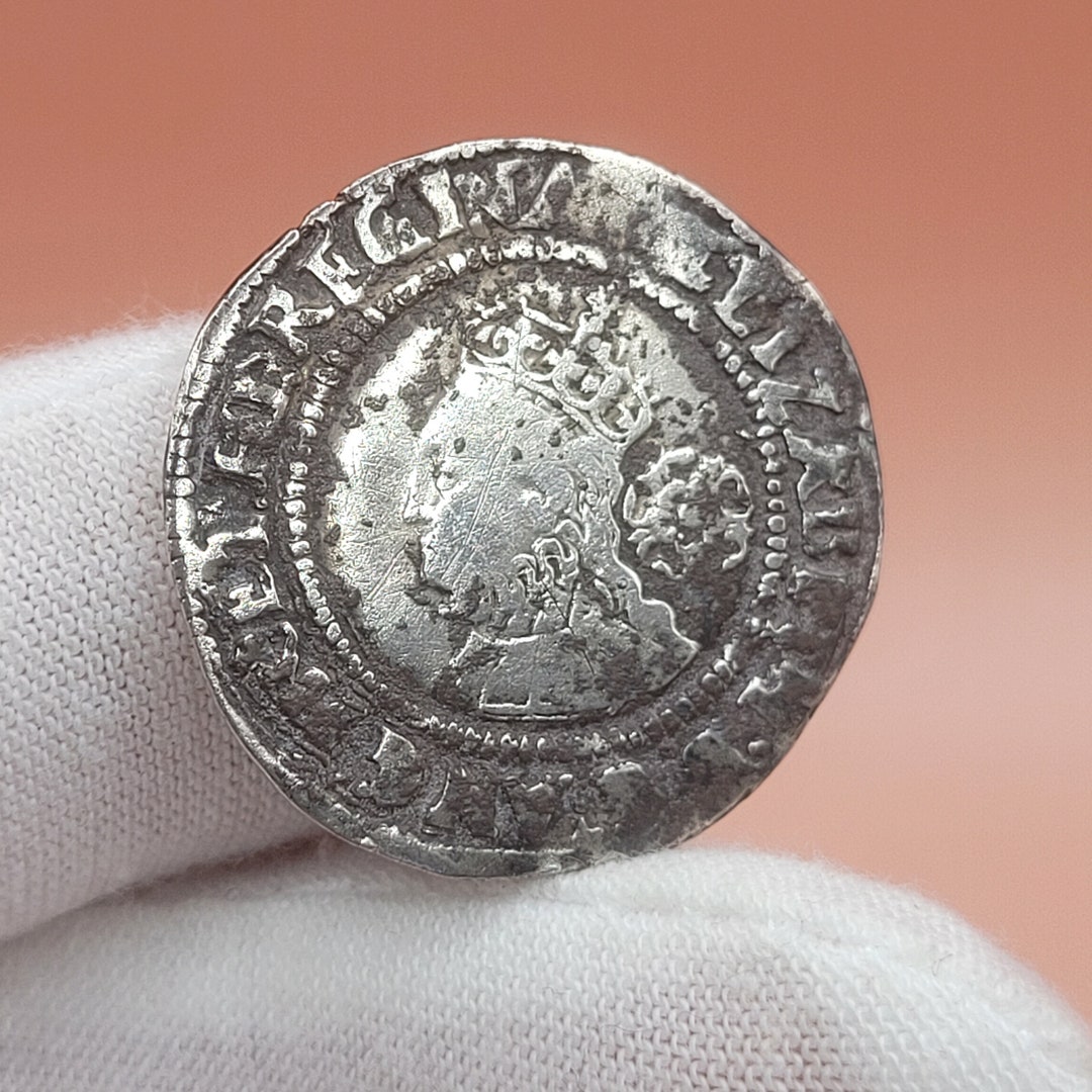 Genuine Elizabeth I 1570 Tudor Hammered Silver Six Pence Mm Castle ...