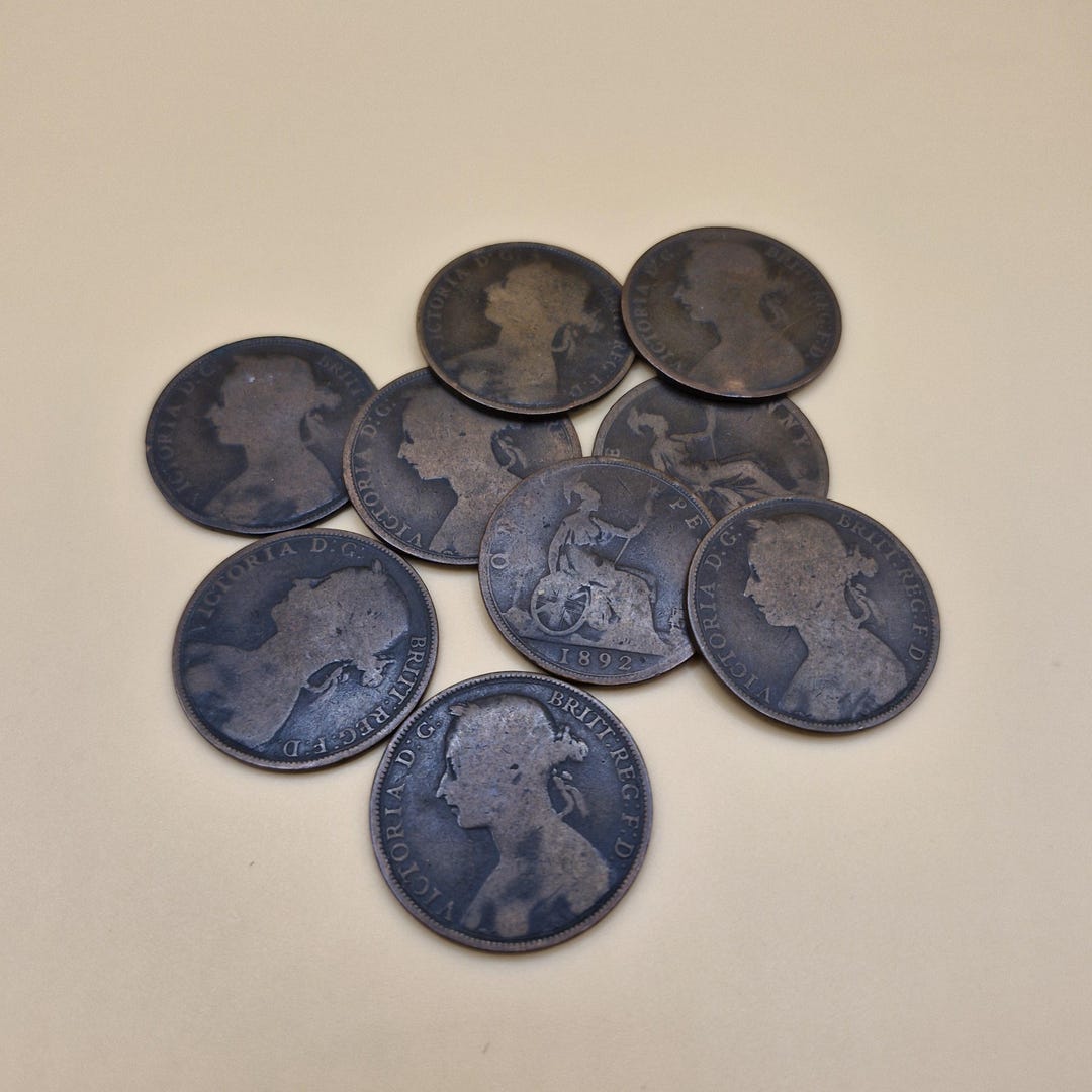 Genuine Victoria 1892 One Penny Coin Bun Head Portrait - Etsy