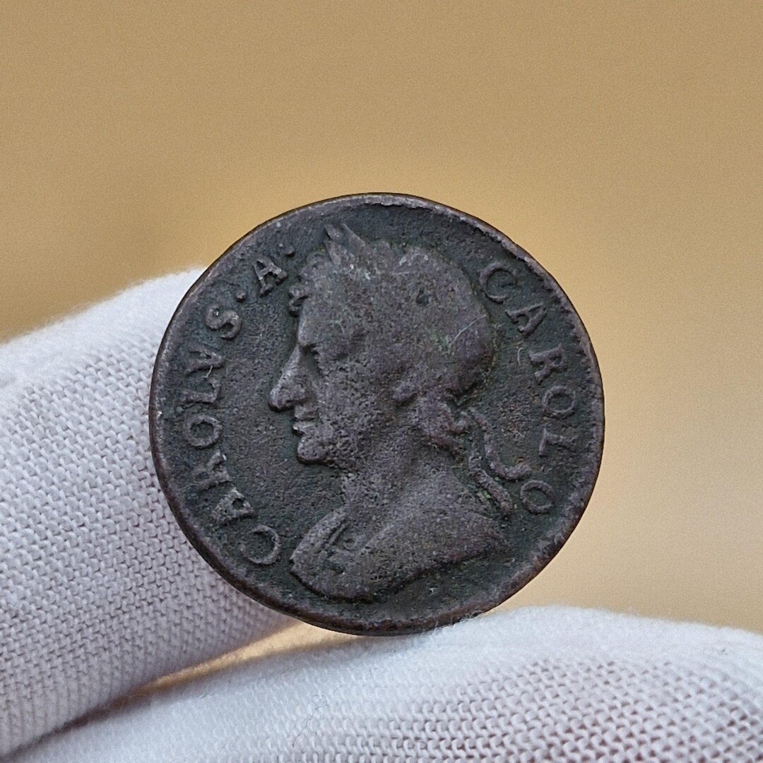 Genuine 1675 Charles II English Copper Farthing - Early Milled Coin ...