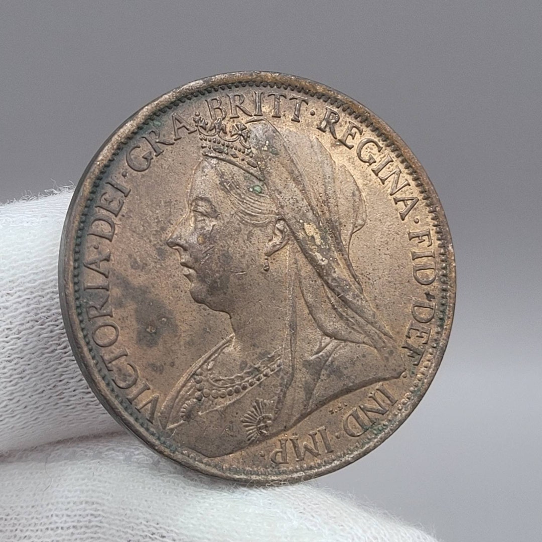 Genuine 1901 Victoria One Penny Coin Some Lustre - Etsy