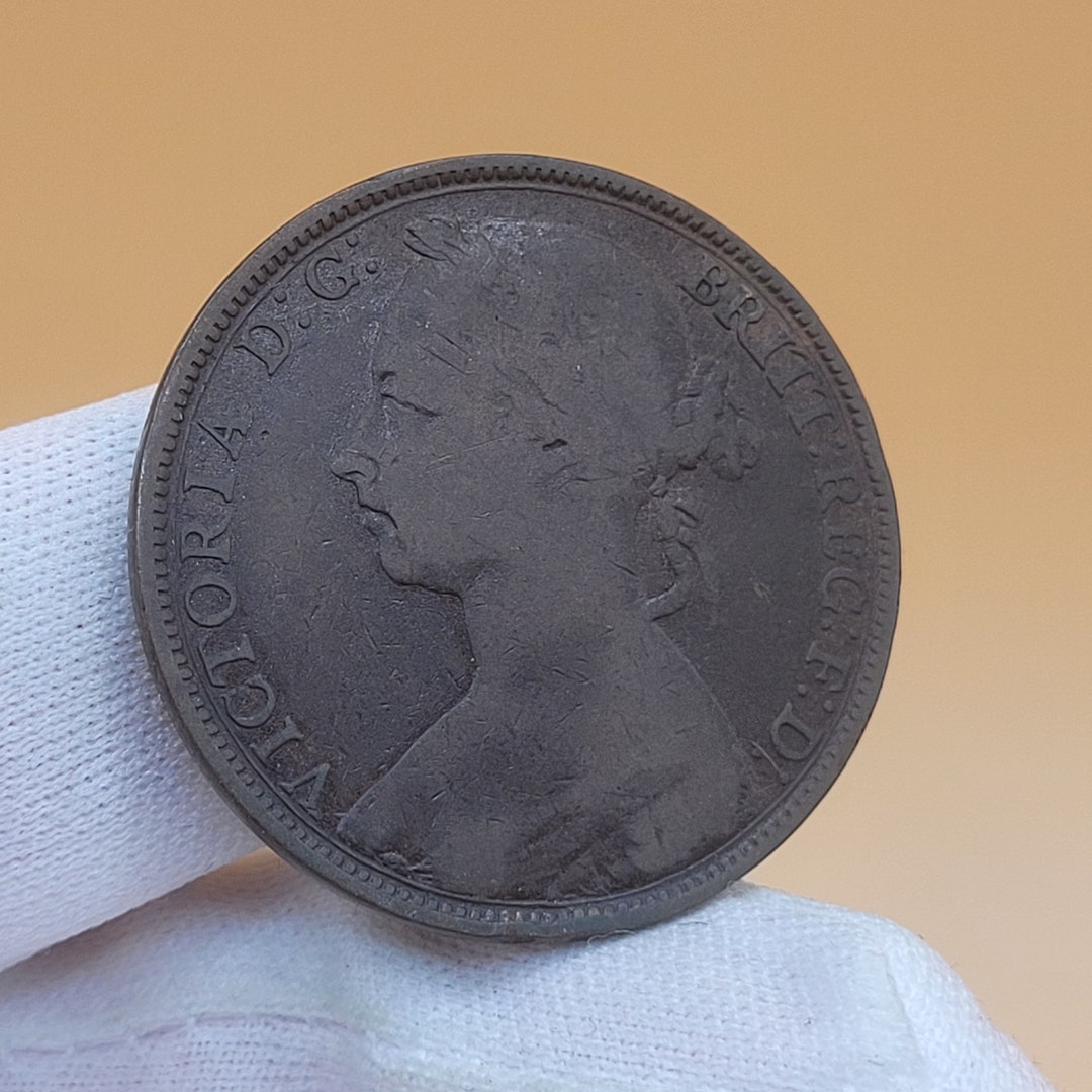 Genuine 1889 Victoria One Penny Coin - Bun Head Portrait - Etsy