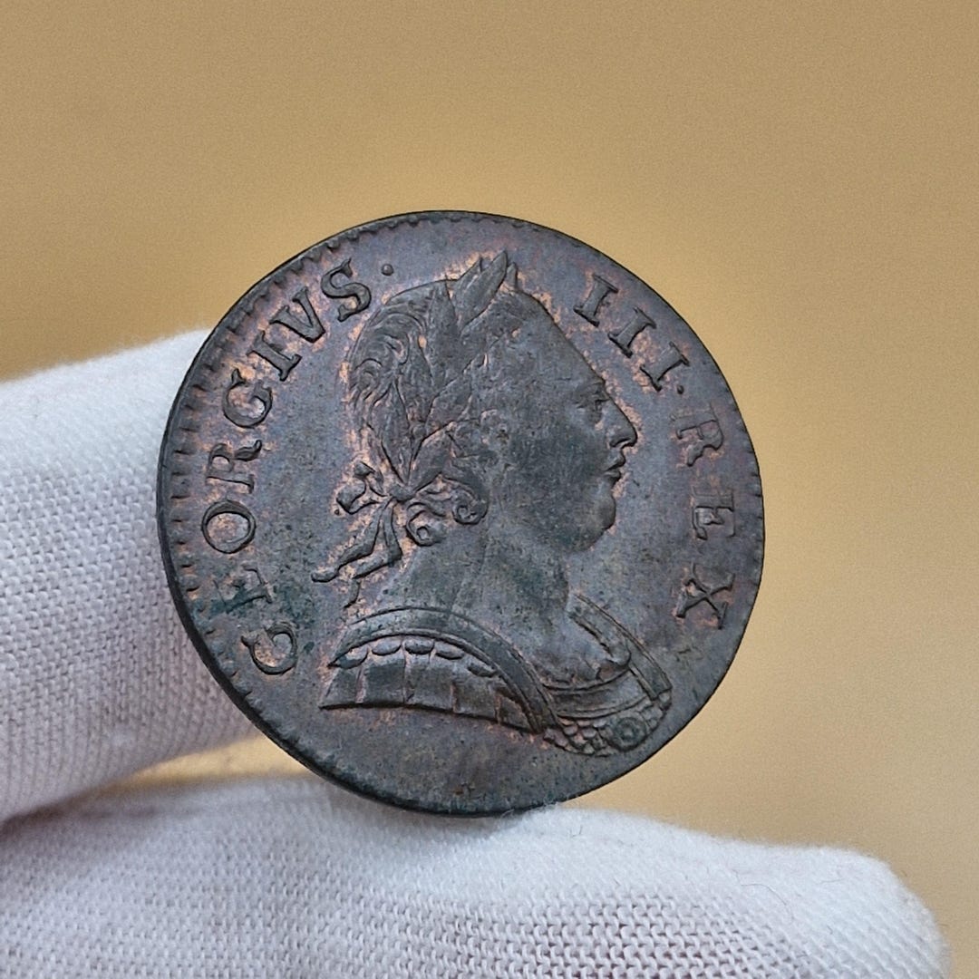 Antique 1774 George III Copper Half Penny Coin - Early Milled - Great ...
