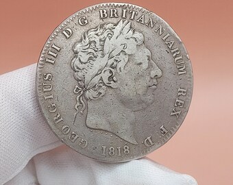 Genuine 1819 George III Silver Crown Early Milled Coin Excellent ...