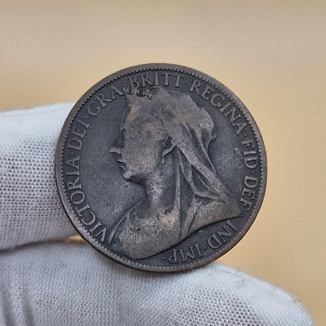 Antique 1899 Victoria One Penny - Third Portrait Veiled Head - Etsy