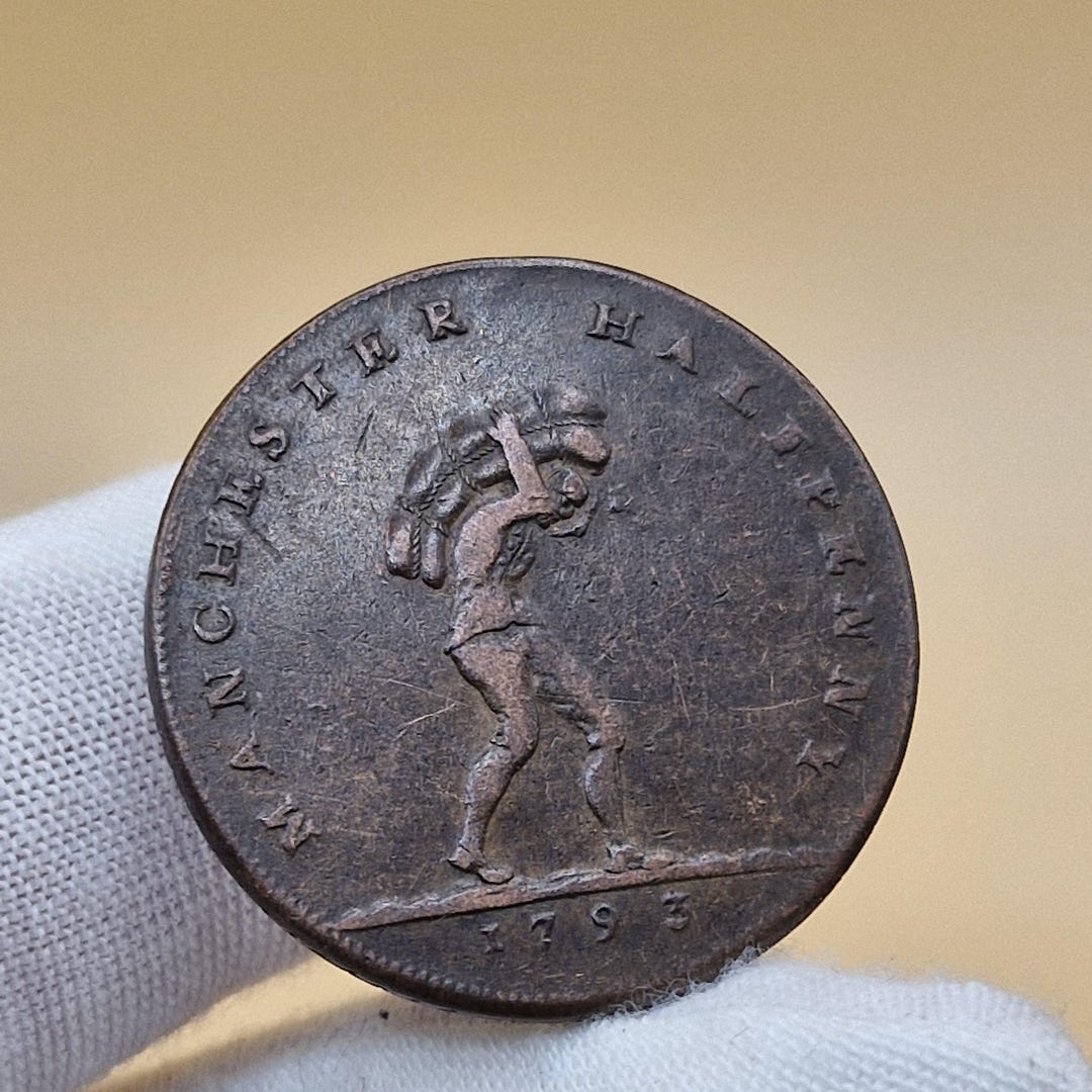 Genuine 1793 Manchester Great Britain Copper Half Penny Token - Success ...