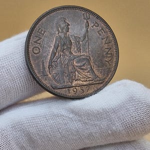 Genuine 1937 George VI One Penny Great Britain - Etsy
