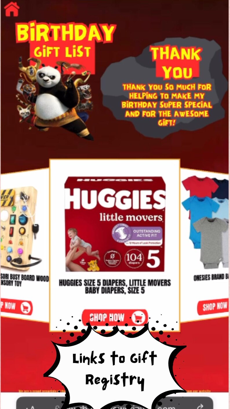 Kung Fu Panda Birthday Party Invitation – Custom Digital Invite With ...