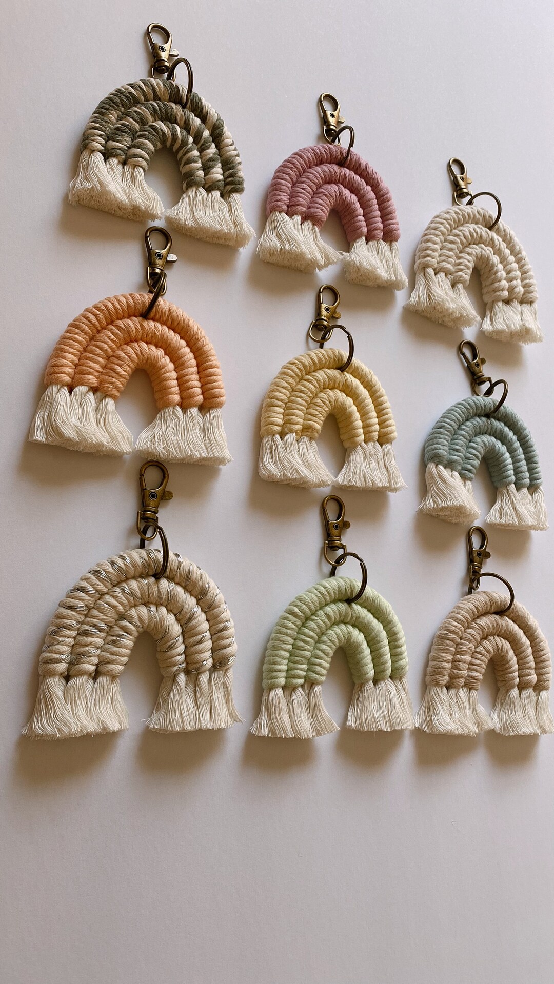Macrame Rainbow Keychain - Etsy