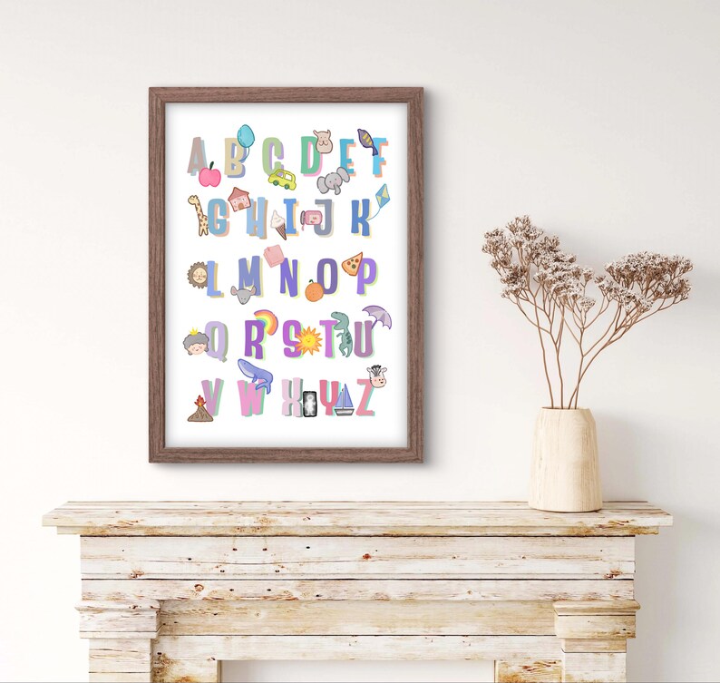 Printable Alphabet Poster for Kids Toddler | Digital Poster Wall Art ...