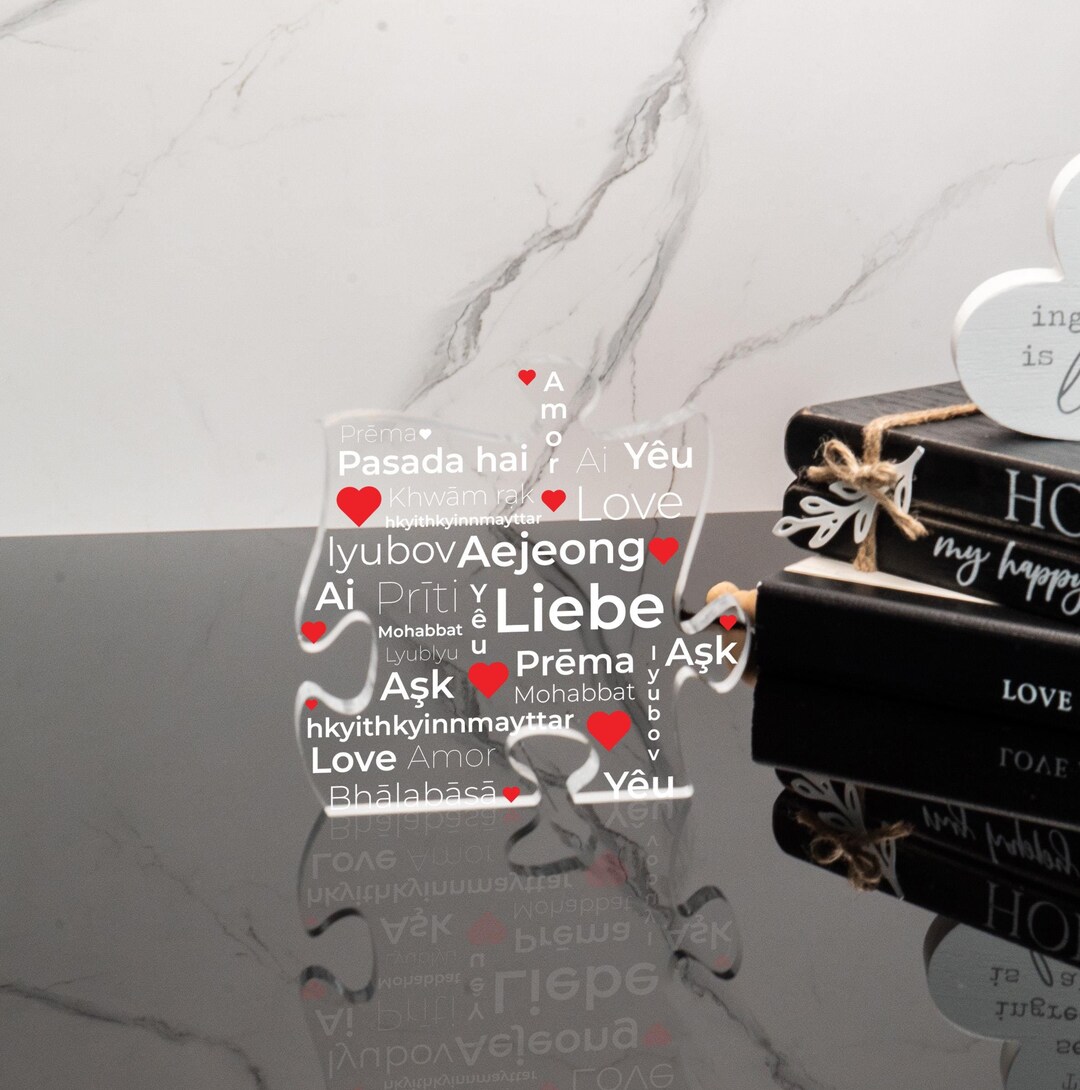 Valentines Day Gift Decor, Love in All Languages Plaque, Acrylic Love ...