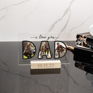Acrylic Dad Photo Plaque With Light Wood Base, Personalized Fathers Day ...