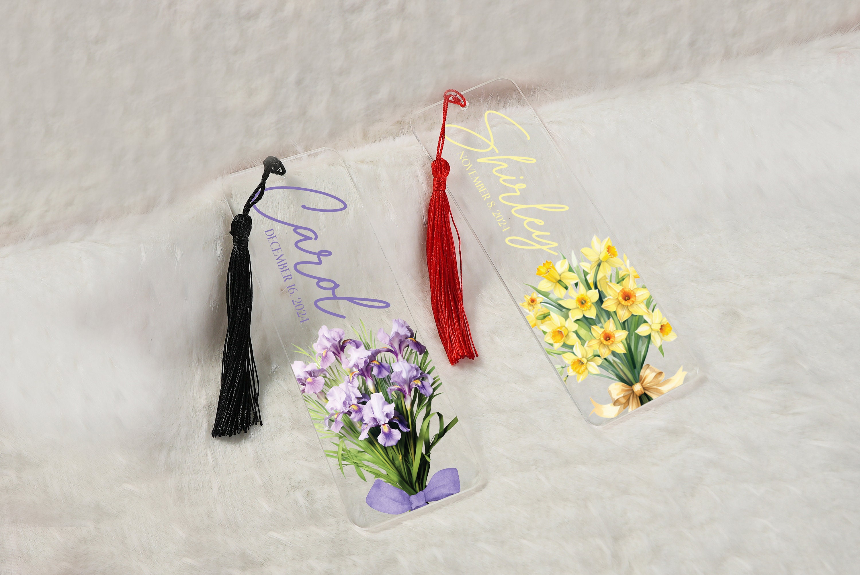 Flower Bouquet Printed Bookmark, Personalized Bookend for Mom, Mother's ...