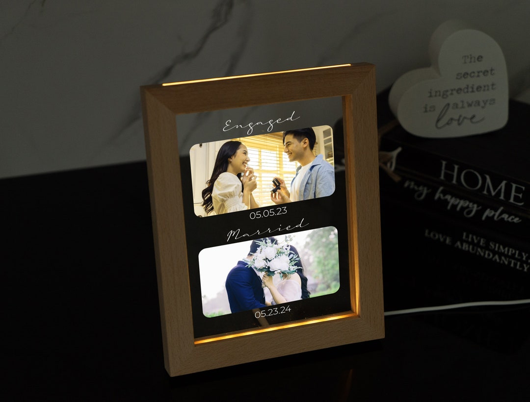 Personalized Engagement Photo Frame, Acrylic Engaged Light Sign ...