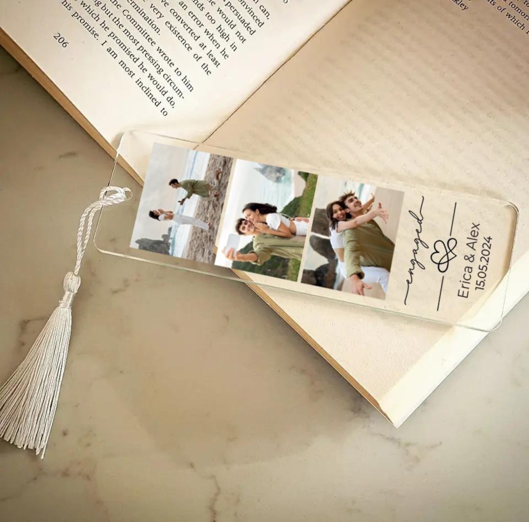 Personalized Photo Bookmark, Engagement Keepsake Bookmark, Acrylic ...