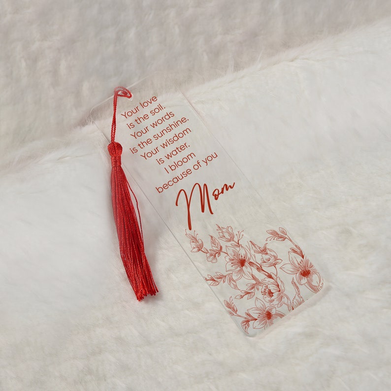 Personalized Floral Acrylic Bookmark With Tassel: Custom Text Gift - Etsy