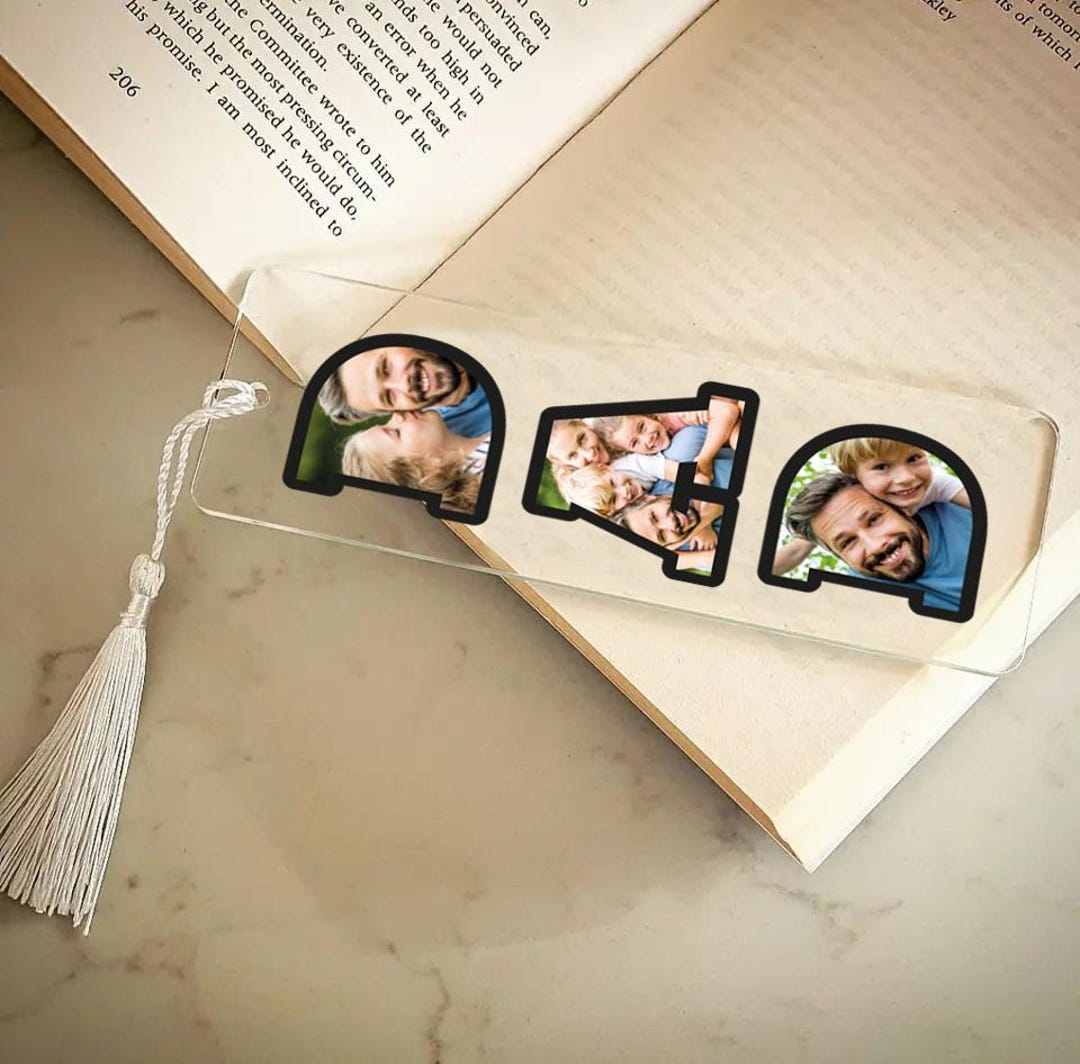 Custom Dad Bookmark, Three Picture Bookmark, Fathers Day Photo Bookmark ...