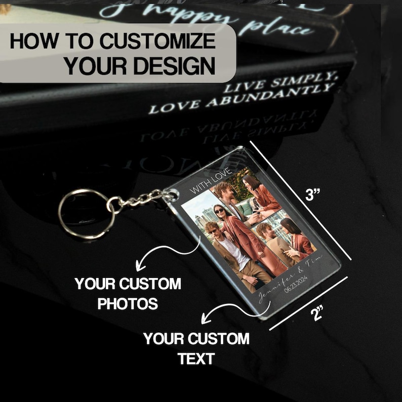 Custom Photo Keychain, Couple Picture Keychain, Personalized Picture ...