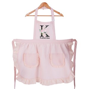 Floral Initial Apron, Personalized Mothers Day Apron, Gift for Mom ...