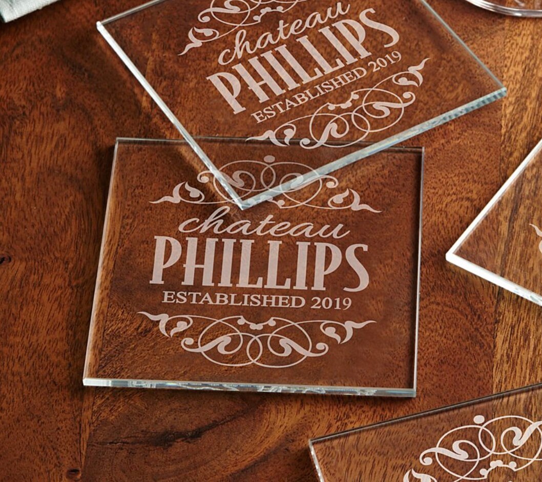 Personalized Wine Bottle Coaster 4 Set Wine Bottle Holder - Etsy