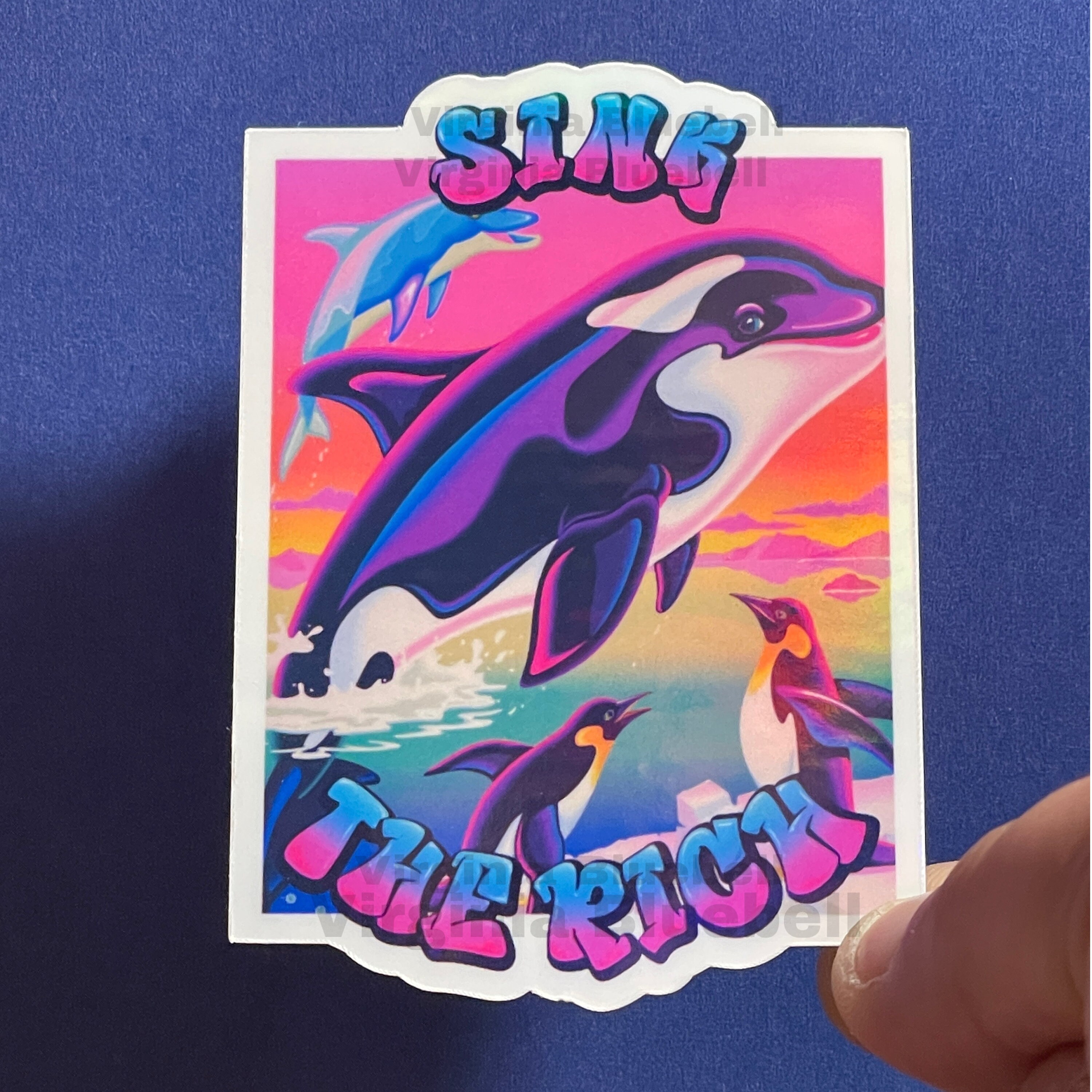 Orca Sink the Rich Lisa Frank Inspired Holographic Vinyl - Etsy
