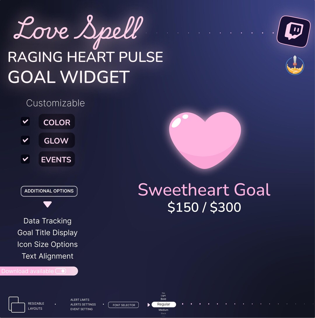 Love Spell Raging Heart Goal Widget | Love Valentines Day Widget for ...