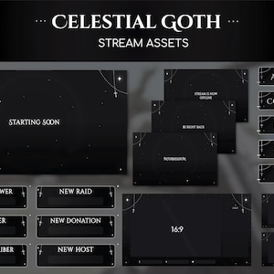 Celestial Goth Animated Twitch Stream Pack: Screens, Overlays, Alerts, Panels (digital Download ...