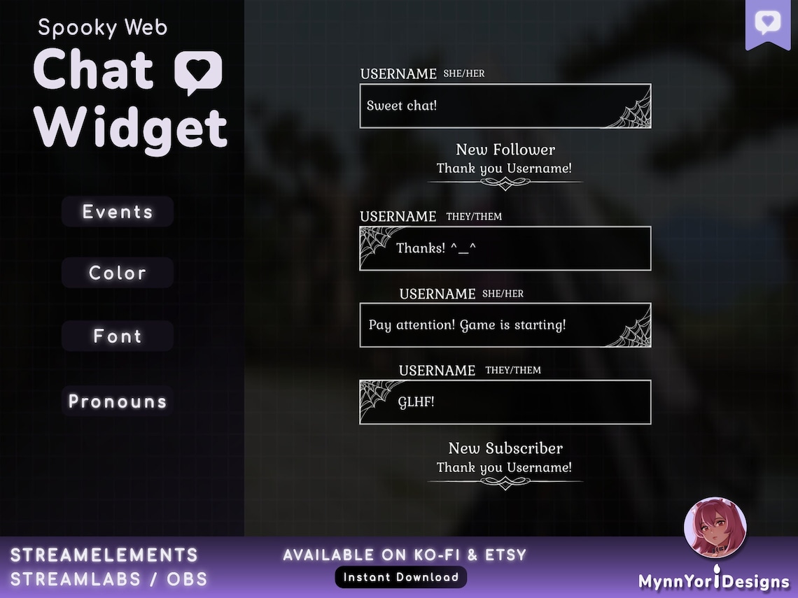 Goth Twitch Chat Widget: Spooky Season Stream Overlay (digital Download ...
