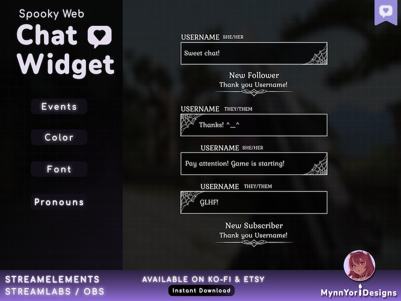 Goth Twitch Chat Widget: Spooky Season Stream Overlay (digital Download) - Etsy
