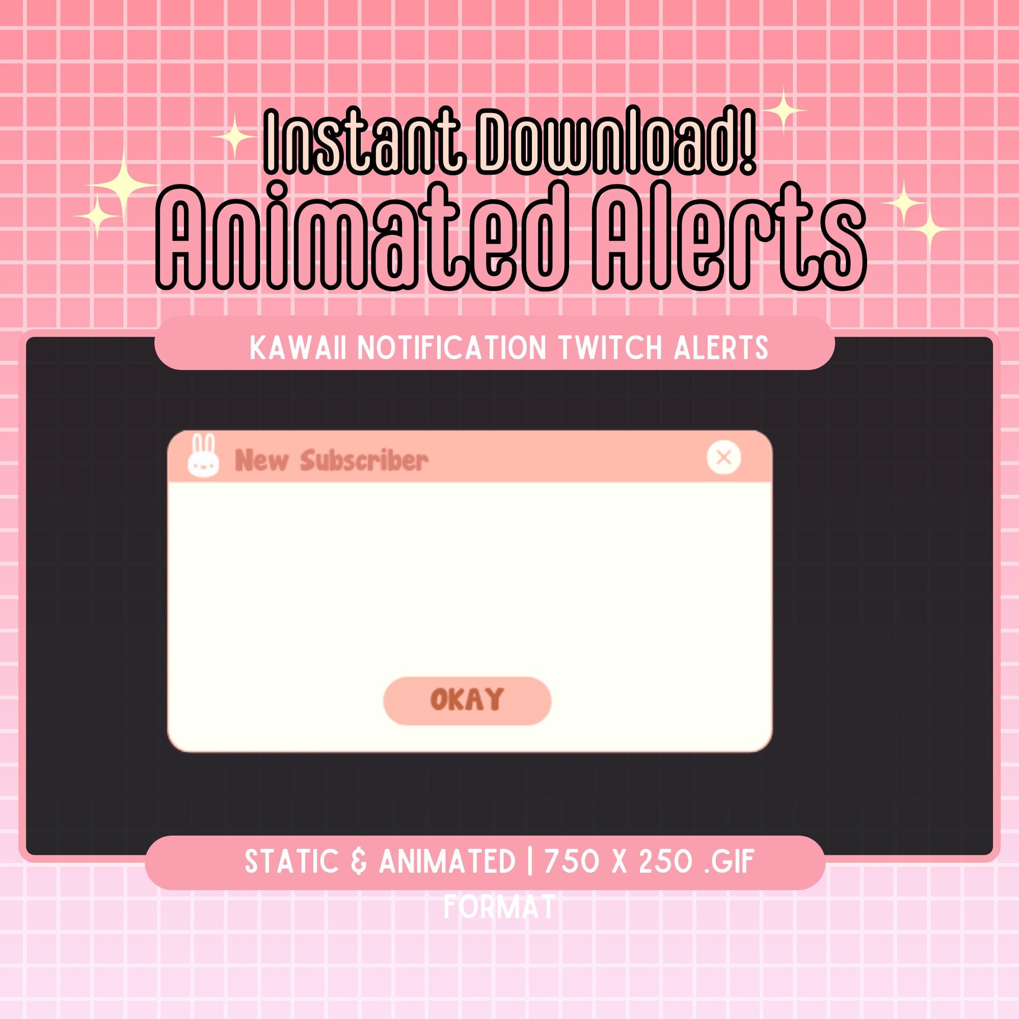 Twitch Alert Animated Kawaii Notification Style Alerts for - Etsy