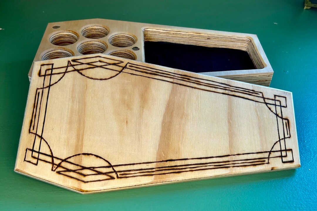 Coffin Shaped Dice Box With Dwarven Art Deco Design - Etsy