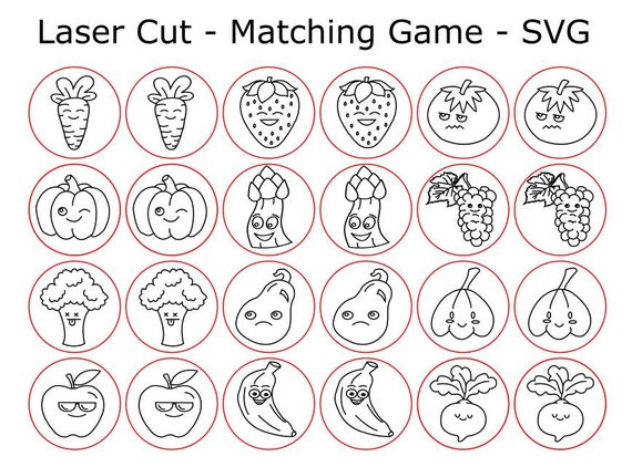 Fruit Matching Game SVG Matching Game Laser Cut Files | Etsy