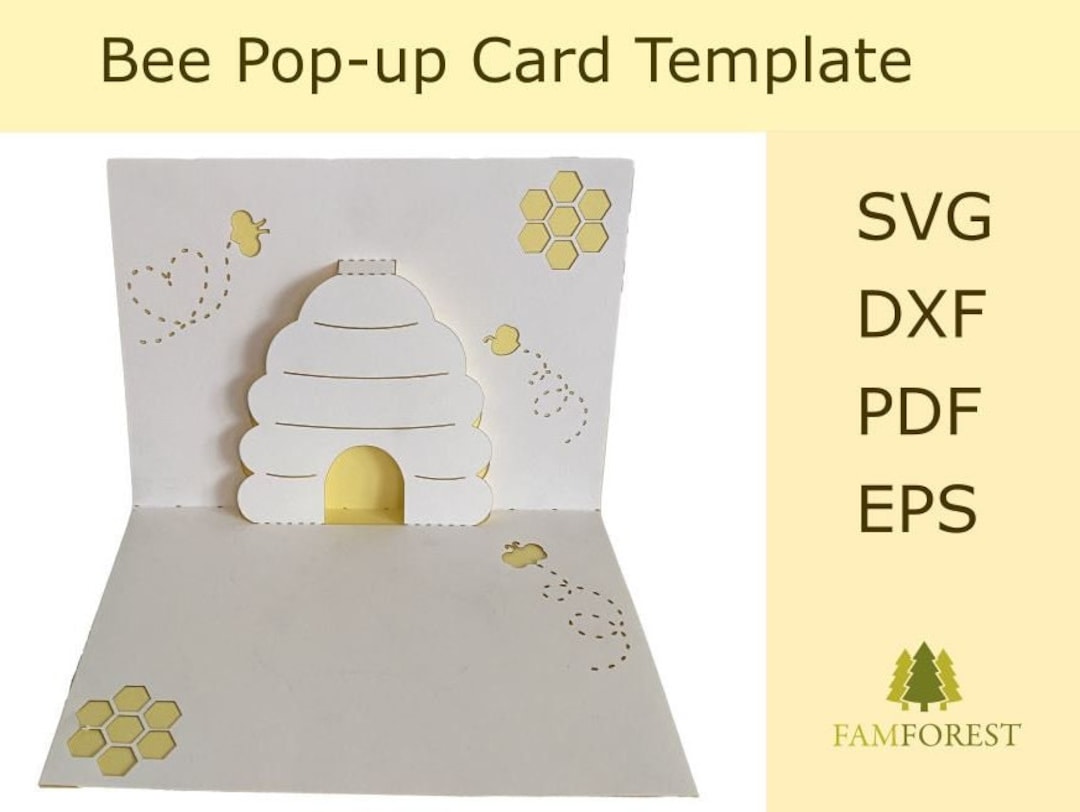Bee Hive Pop up Birthday Card Template SVG, DXF, Pdf, Eps | DIY Bumble ...