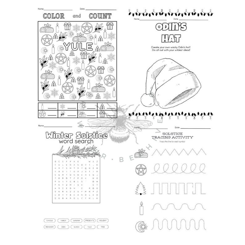 Yule Activity Packet for Kids | Pagan Winter Solstice Crafts, Games ...