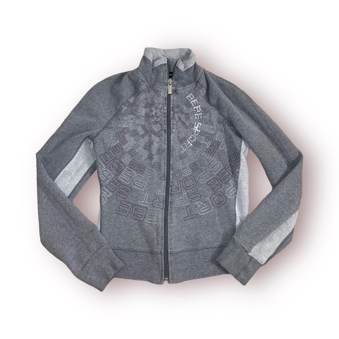 Vintage Bebe Sport Grey Rhinestone Zip up Y2K Early 2000s Size Small - Etsy