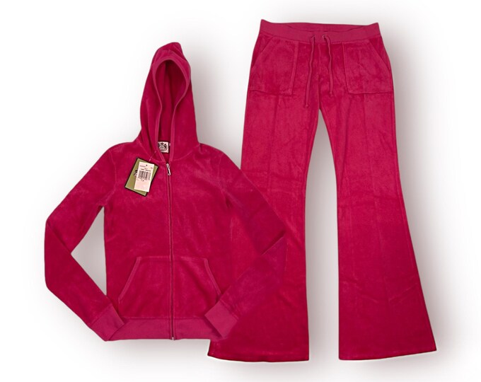 NWT Vintage Juicy Couture Tracksuit Pink Terry Cloth Matching 2 Piece ...