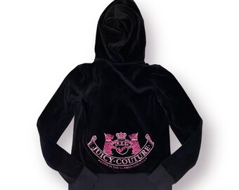 Vintage Juicy Couture Black Velour Track Pants Scottie Dog Logo Y2K Early 2000s Size Petite ...